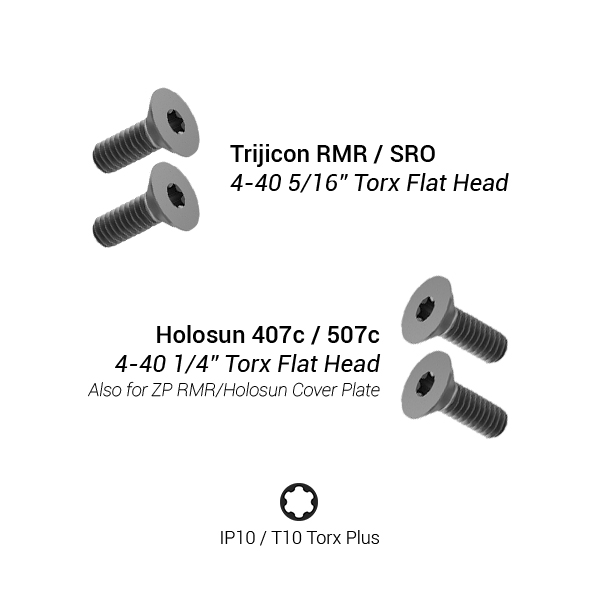 Screws for Trijicon RMR / SRO and Holosun 407c / 507c - 4-40 5/16" and ...