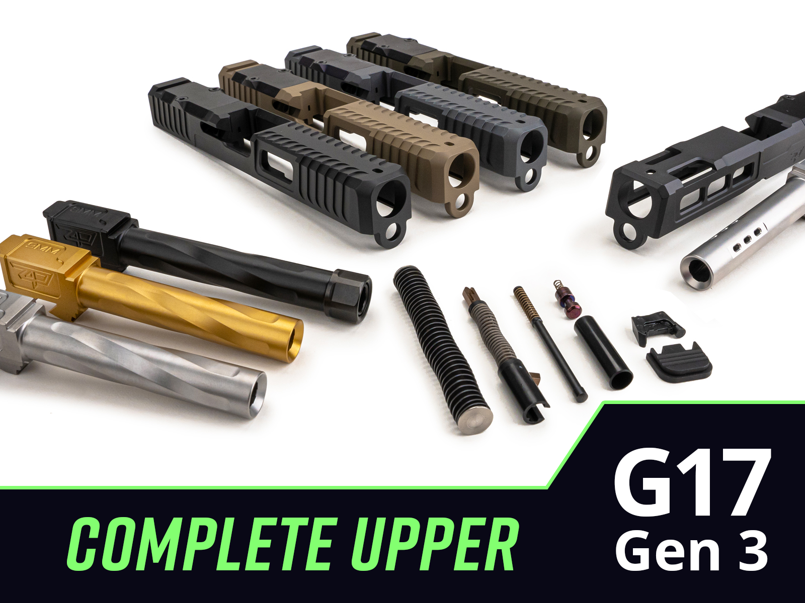 Complete Upper for Glock 17 Gen 5 - Slide, Barrel, Parts, and Sights