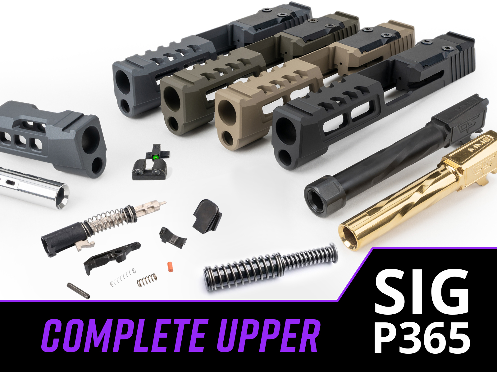 Complete Upper for Sig P365 - Slide, Barrel, Parts, and Sights